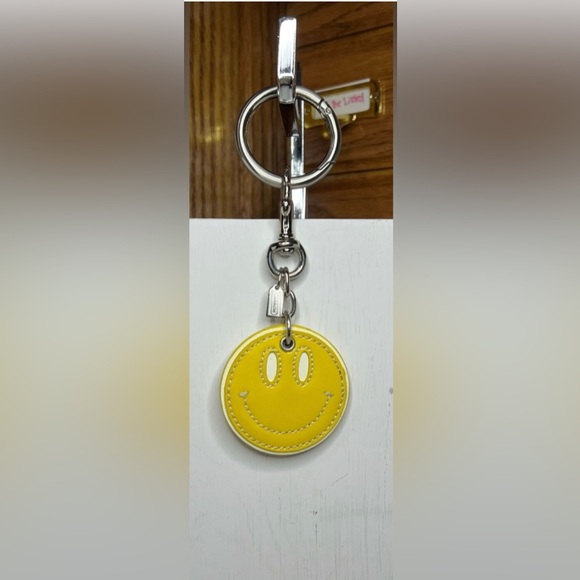 Coach | Bags | Coach Patent Leather Smiley Face Charm Yellowwhite ...